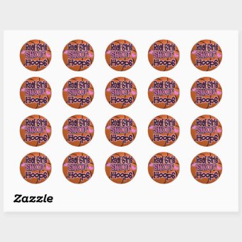 basketball girl classic round sticker | Zazzle