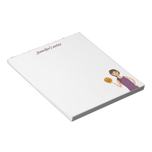 Basketball Girl Illustration & Custom Title Notepad | Zazzle
