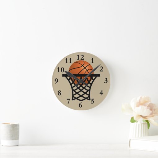 basketball going into hoop clock | Zazzle