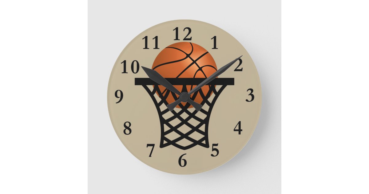 basketball going into hoop clock | Zazzle