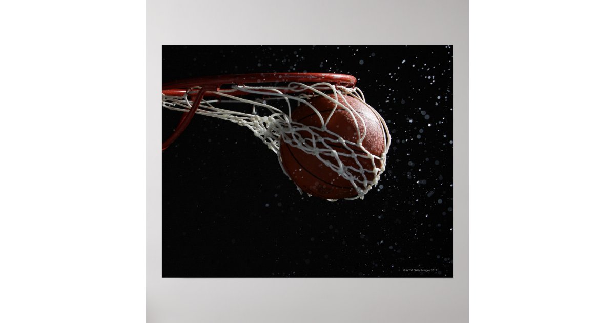 Basketball going through hoop 2 poster | Zazzle