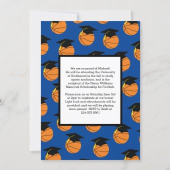 Basketball Graduation Sports Blue Announcement | Zazzle