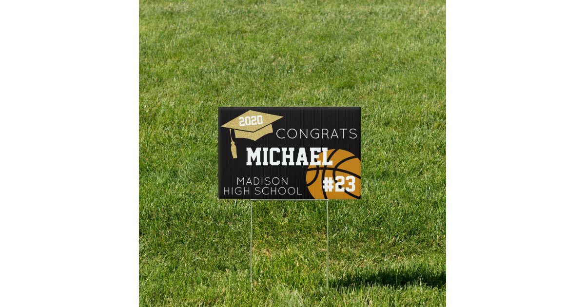 Basketball Graduation Yard Sign (Custom Colors) | Zazzle