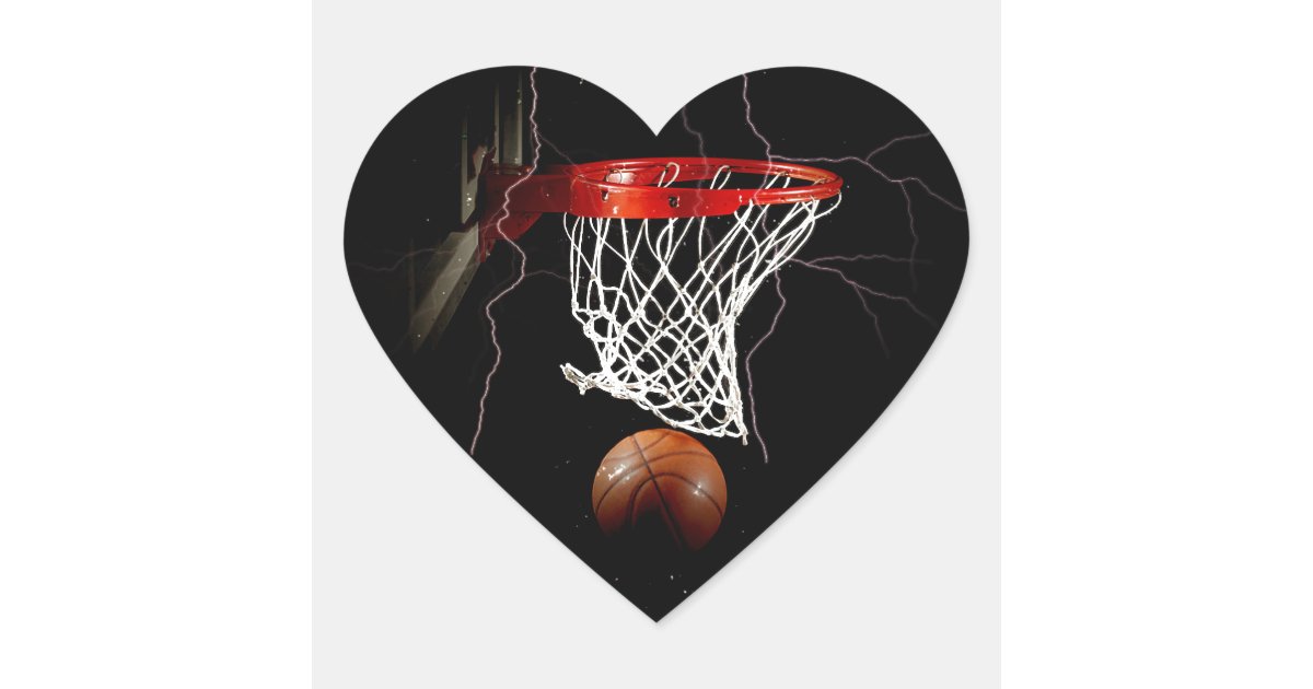 Basketball Heart Sticker | Zazzle