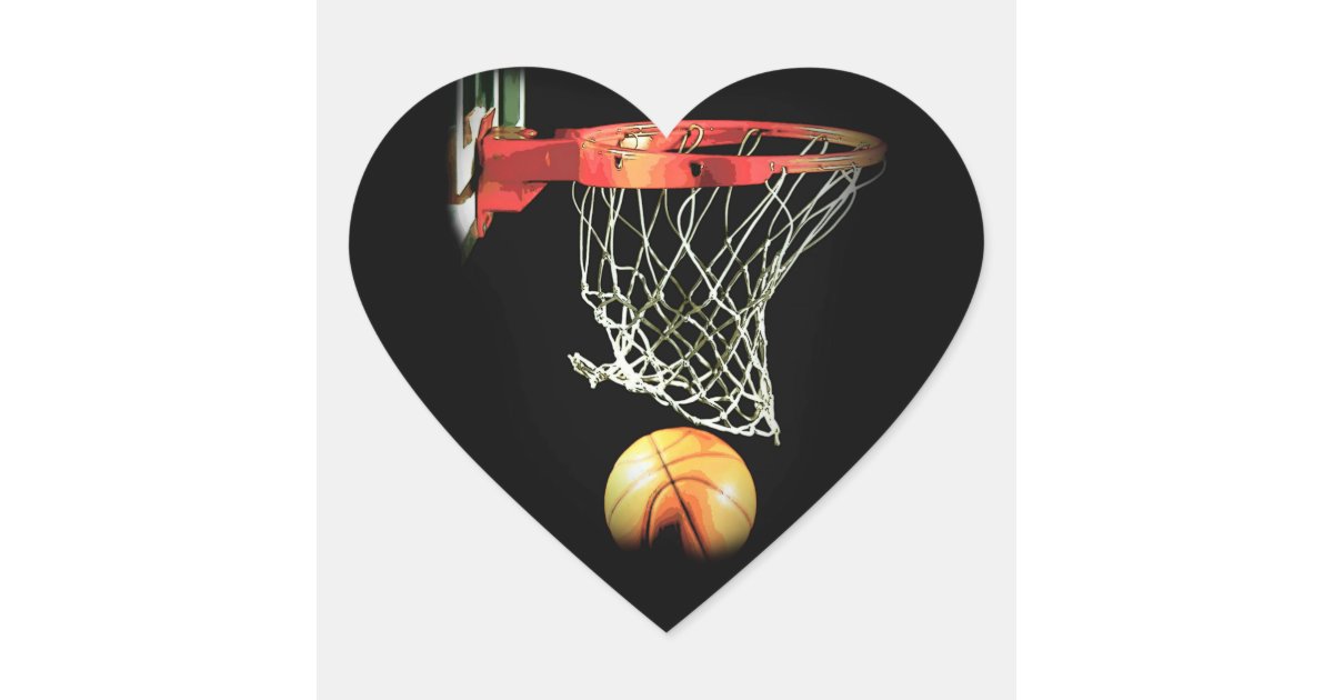 Basketball Heart Sticker | Zazzle