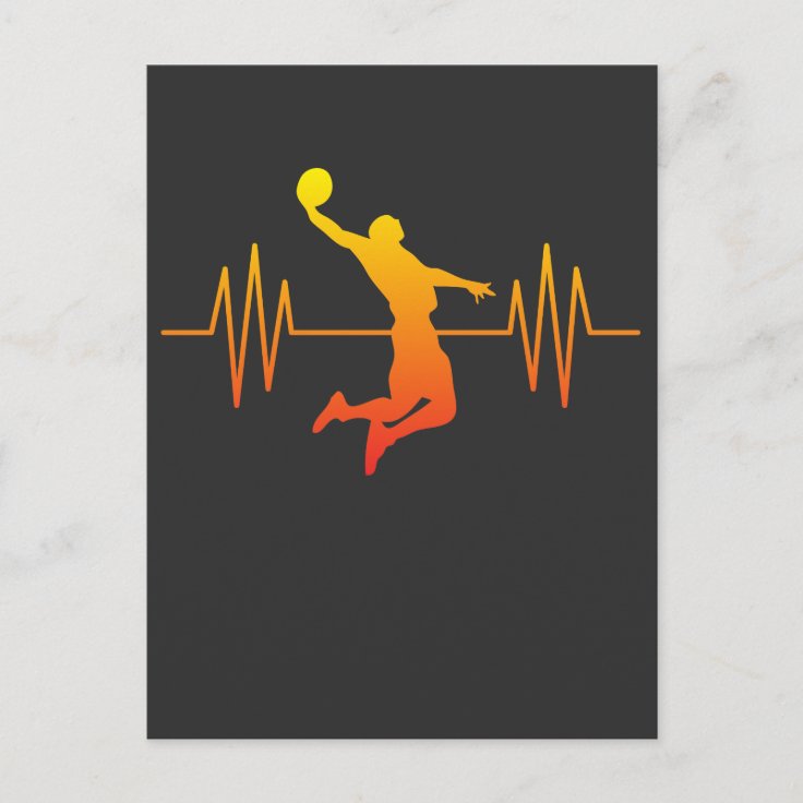 Basketball Heartbeat Pulse Postcard | Zazzle