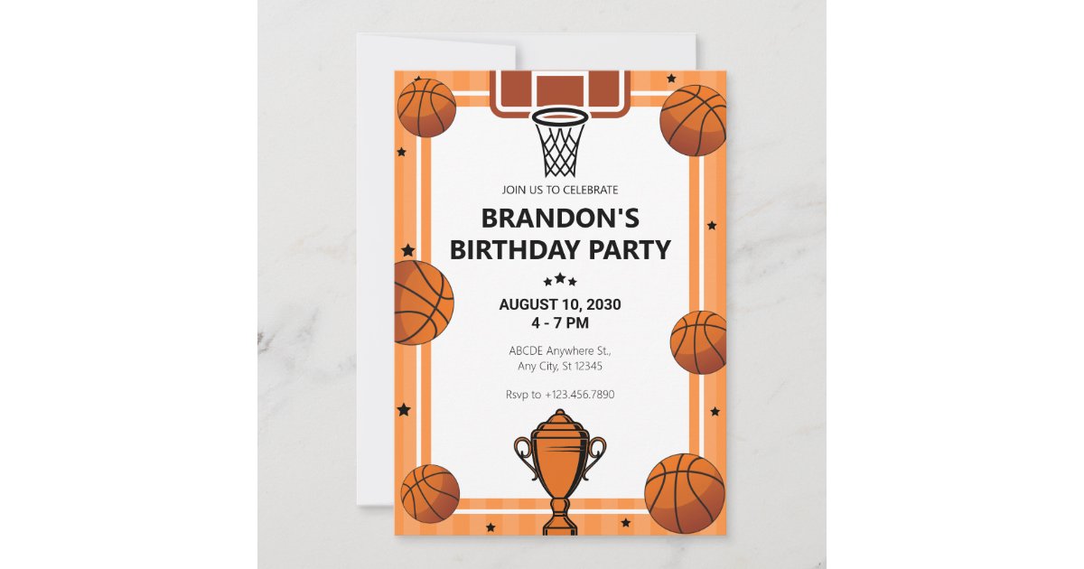 Basketball hoop trophy birthday invitation | Zazzle