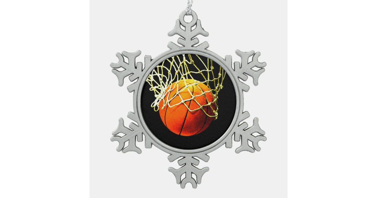 Basketball I Love Snowflake Pewter Christmas Ornament | Zazzle