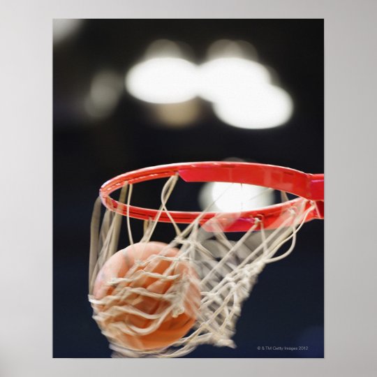 Basketball in basket. poster | Zazzle.com