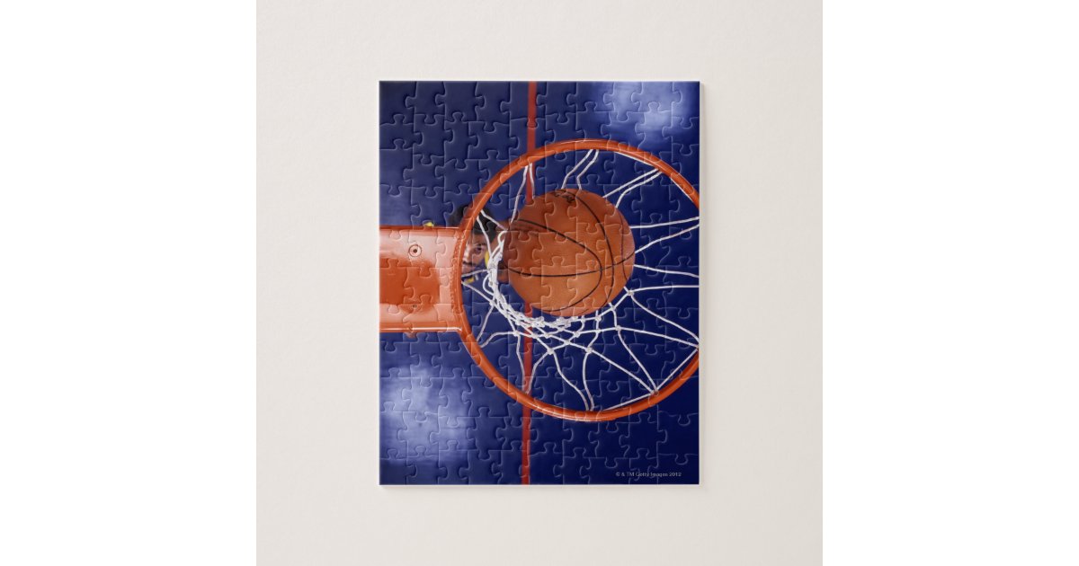 basketball in hoop jigsaw puzzle | Zazzle