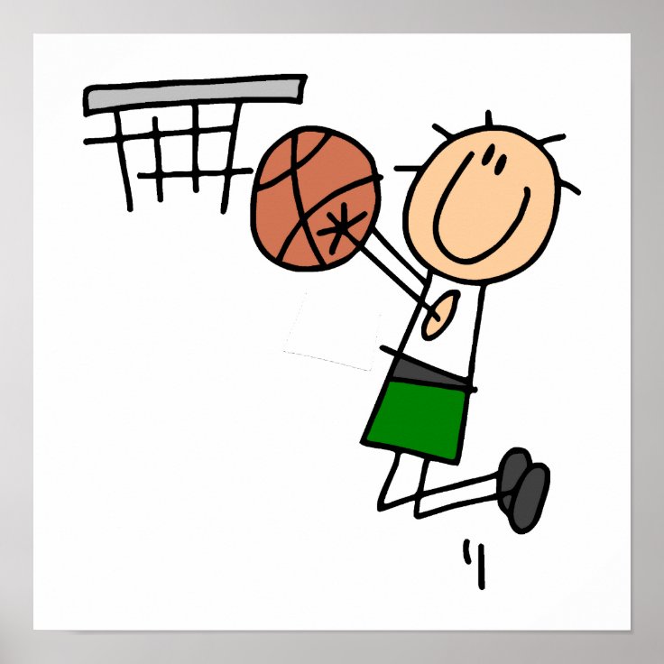 Basketball Jump Shot Green T-shirts and Gifts Poster | Zazzle