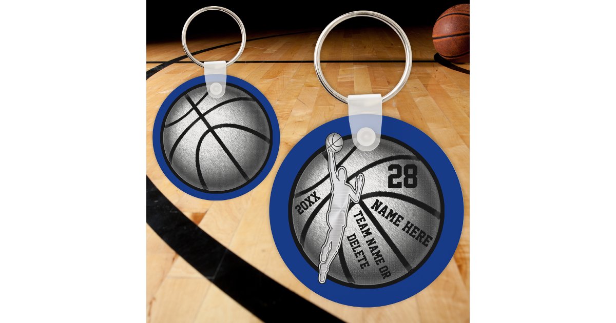 Basketball Keychains, 4 Text Boxes and Your Colors Keychain | Zazzle
