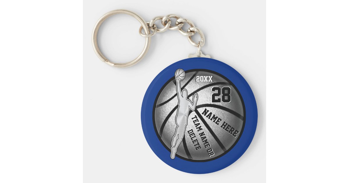 Basketball Keychains, 4 Text Boxes and Your Colors Keychain | Zazzle.com