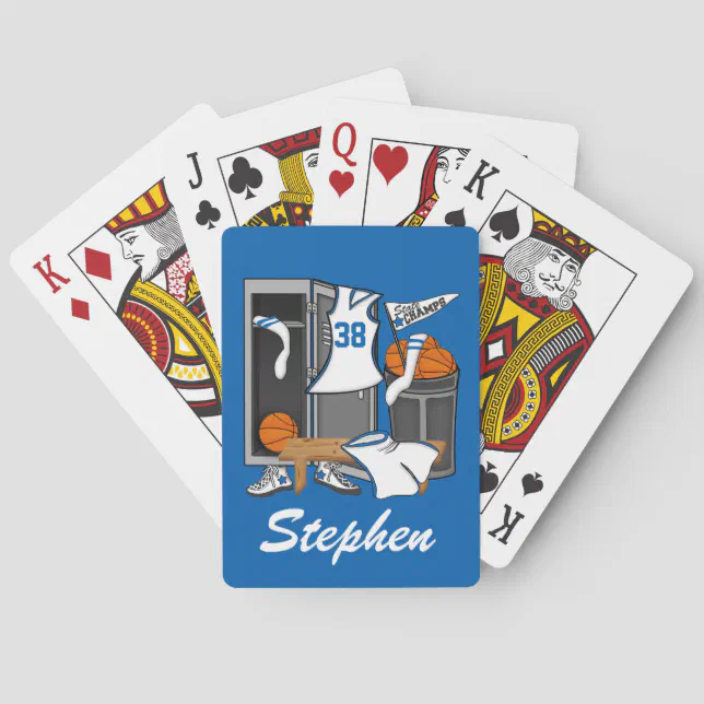 Basketball Locker Room Custom Player Name Number Poker Cards | Zazzle