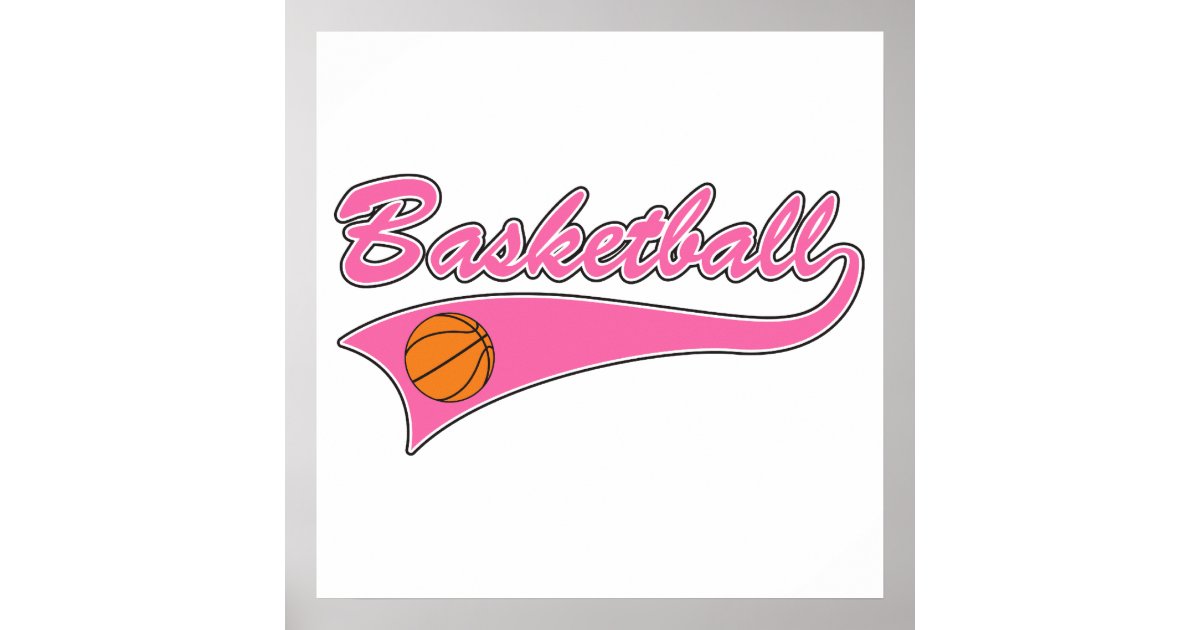 basketball logo pink womens girls poster | Zazzle