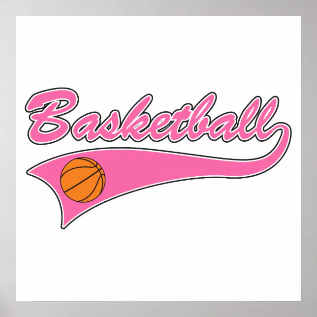 basketball logo pink womens girls poster | Zazzle