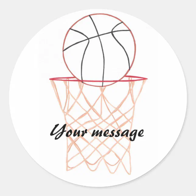 Basketball making the basket Your message stickers | Zazzle