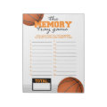 Basketball Memory Tray Baby Shower Game Pack Notepad | Zazzle