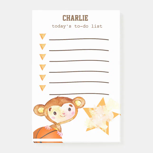 Basketball Monkey Task List Post-it Notes | Zazzle
