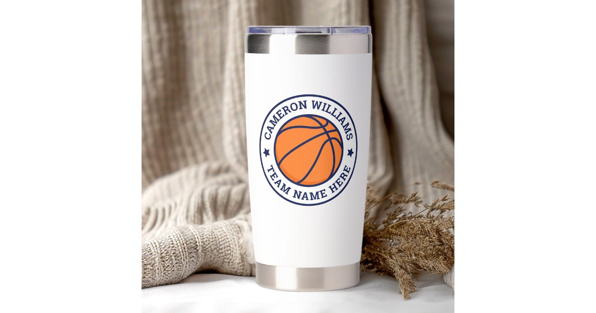 Basketball name and team blue stars white insulated tumbler | Zazzle