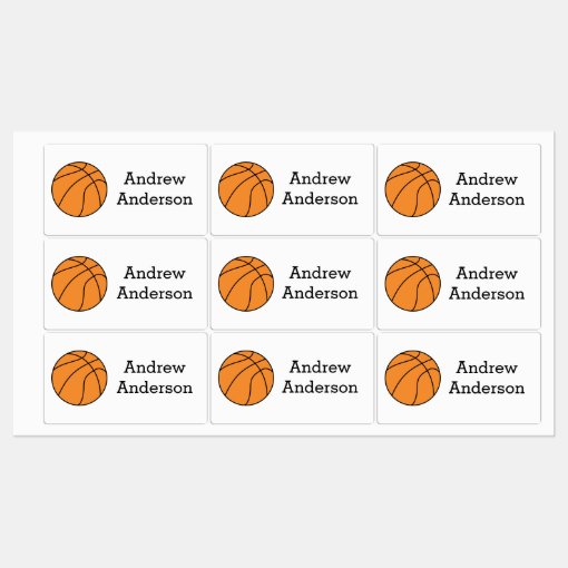 Basketball Name Kids' Labels | Zazzle