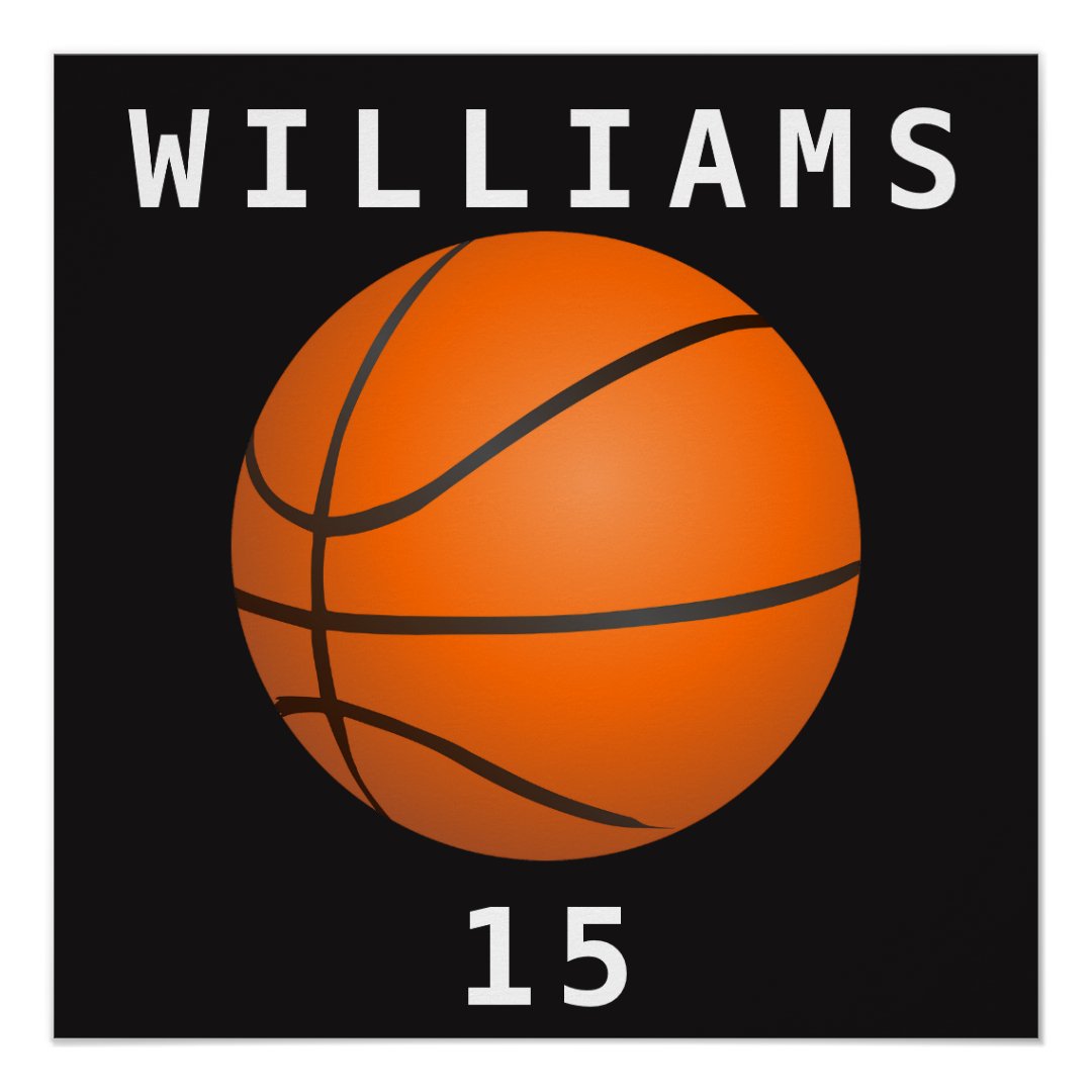 Basketball Name Number Poster | Zazzle