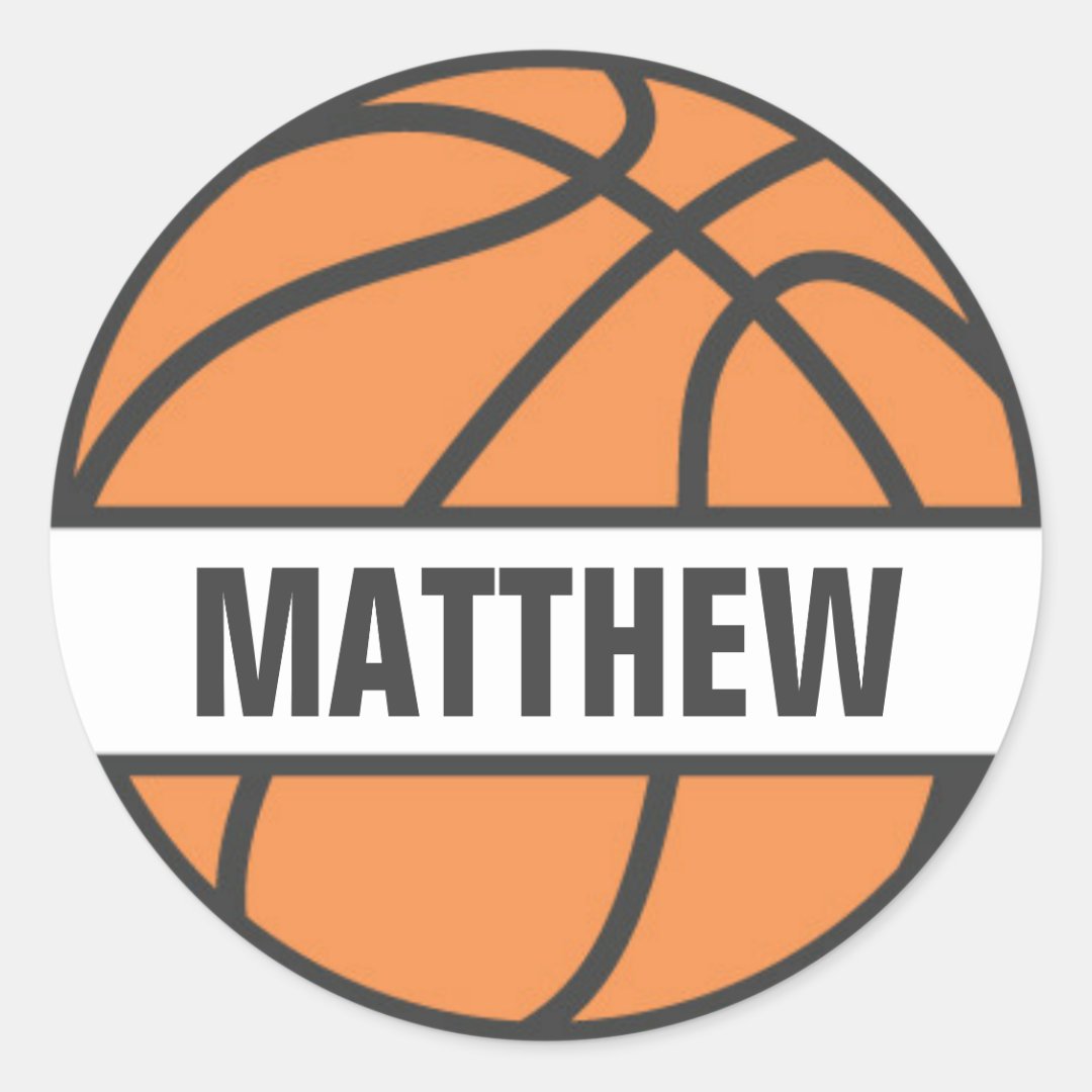 Basketball name tag stickers for kids | Zazzle