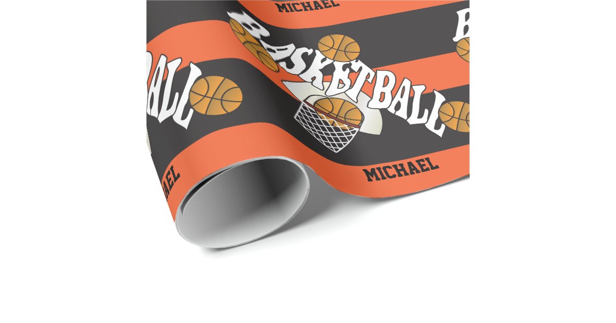 Basketball Orange Black Wrapping Paper | Zazzle