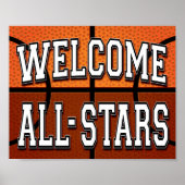 Basketball Party WELCOME ALL-STARS Sign Print | Zazzle