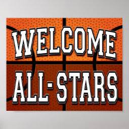 Basketball Party WELCOME ALL-STARS Sign Print | Zazzle