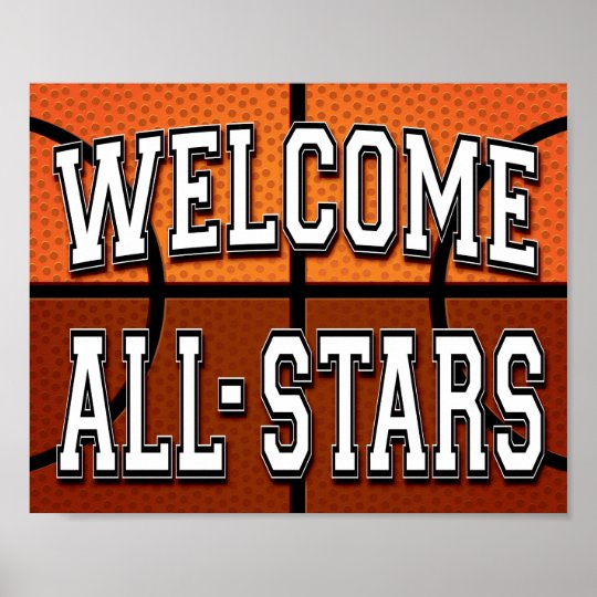Basketball Party WELCOME ALL-STARS Sign Print | Zazzle.com