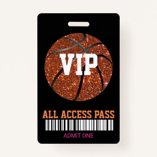 Basketball Pass Party Pass, VIP, Invitation, girl Badge | Zazzle