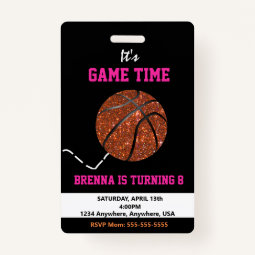 Basketball Pass Party Pass, VIP, Invitation, girl Badge | Zazzle