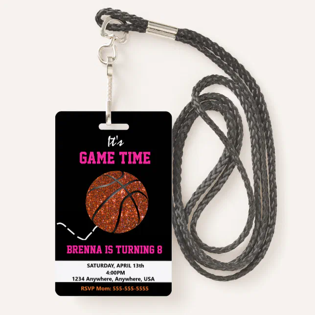 Basketball Pass Party Pass, VIP, Invitation, girl Badge | Zazzle