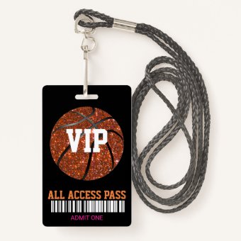 Basketball Pass Party Pass, VIP, Invitation, girl Badge | Zazzle