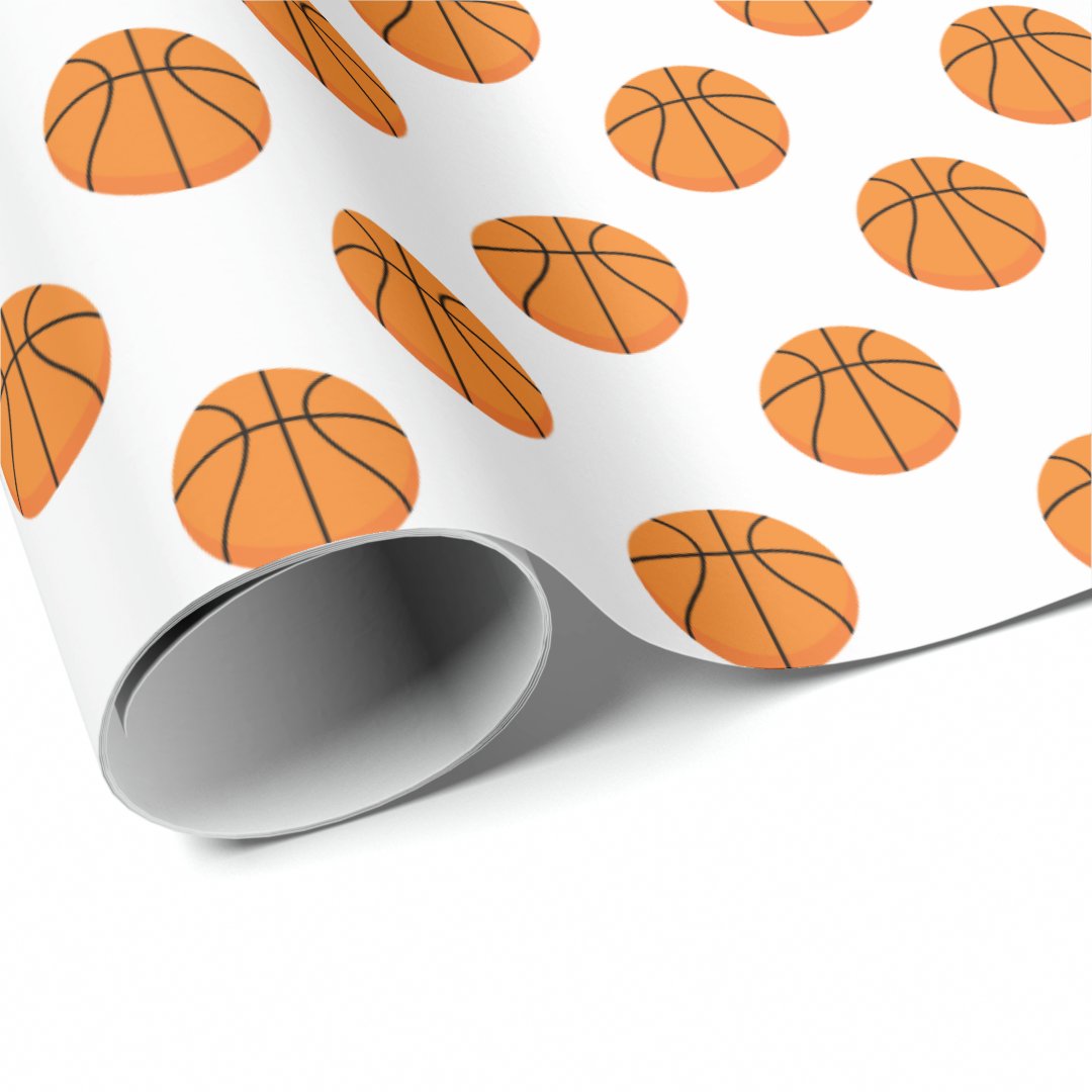 Basketball Pattern | Any Background Color Wrapping Paper | Zazzle