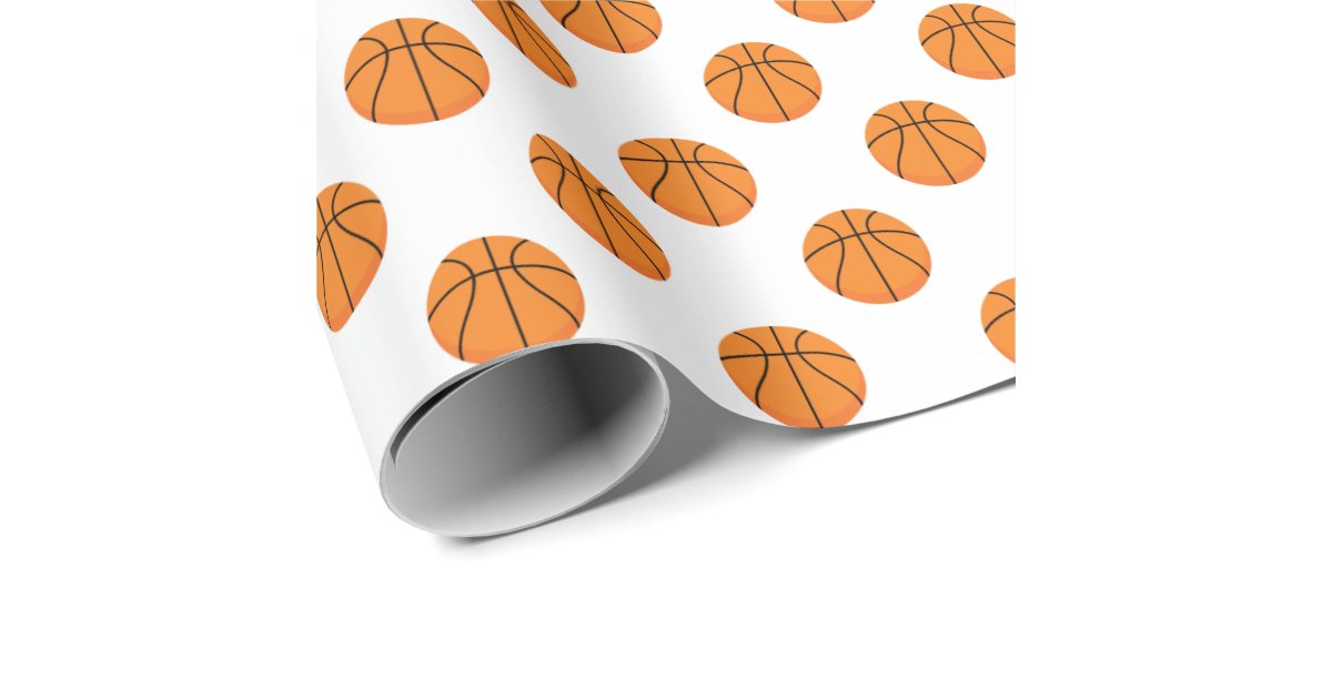Basketball Pattern | Any Background Color Wrapping Paper | Zazzle