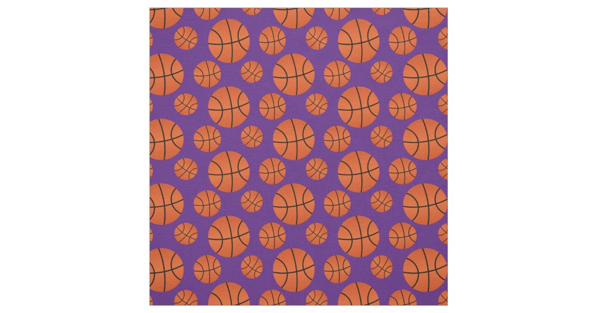 Basketball Pattern Purple Background Fabric | Zazzle