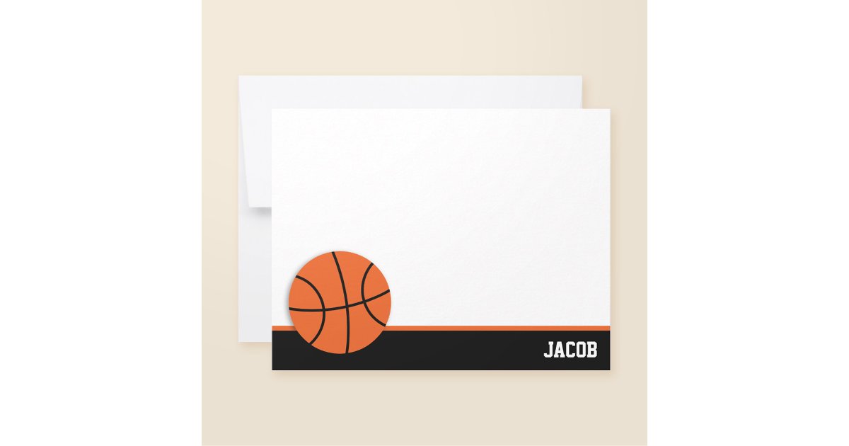 Basketball Personalized Flat Note Card | Zazzle