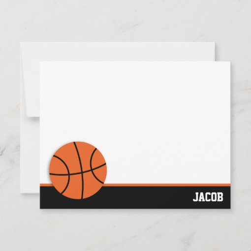 Basketball Personalized Flat Note Card | Zazzle