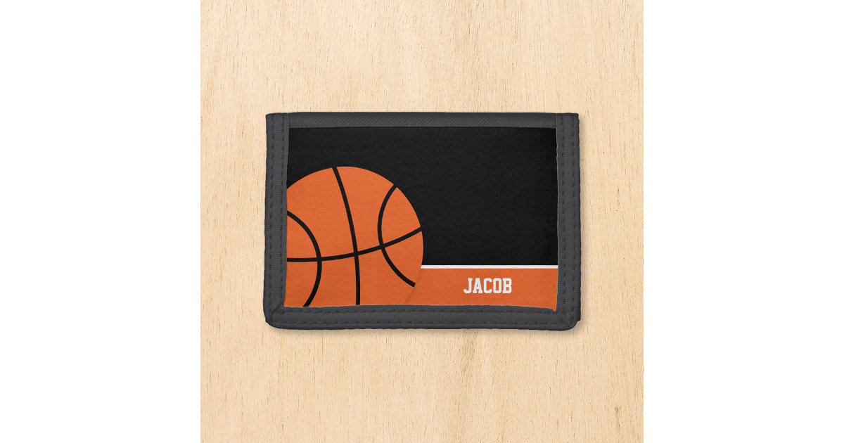 Basketball Personalized Kids Name Trifold Wallet | Zazzle