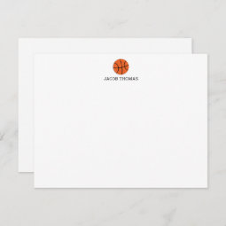 Basketball Personalized Kids Stationery Flat Note Card | Zazzle