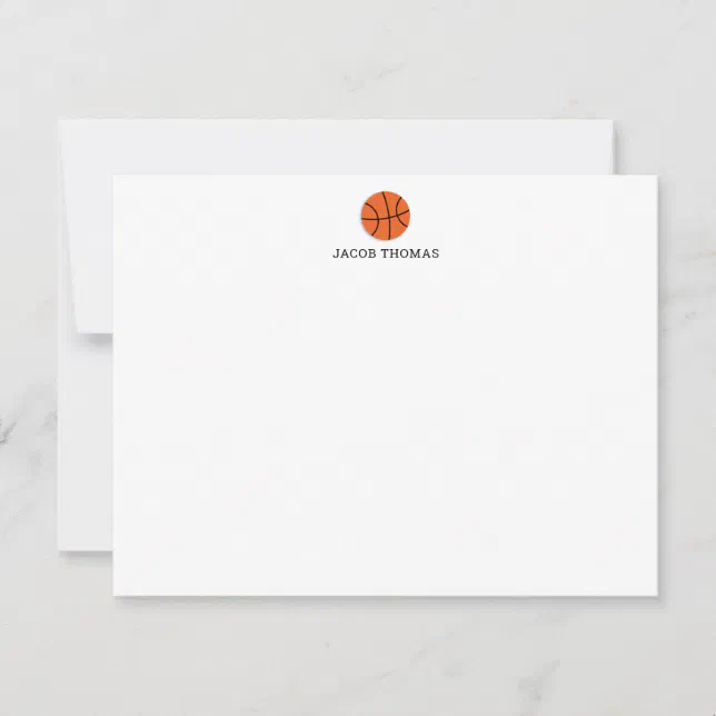 Basketball Personalized Kids Stationery Flat Note Card | Zazzle