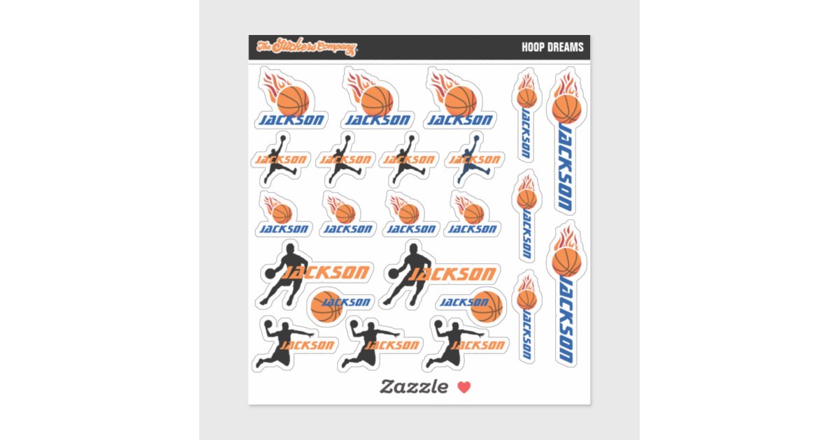 Basketball Personalized Name Labels | School | Zazzle