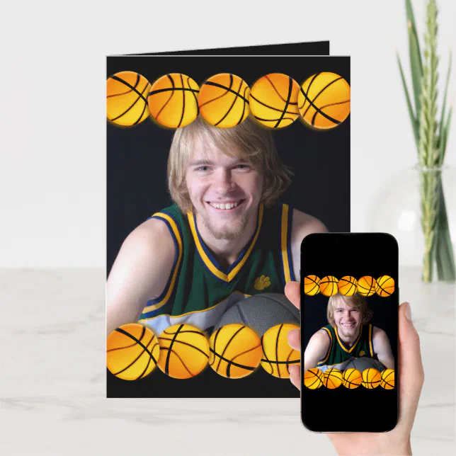Basketball photo birthday card | Zazzle