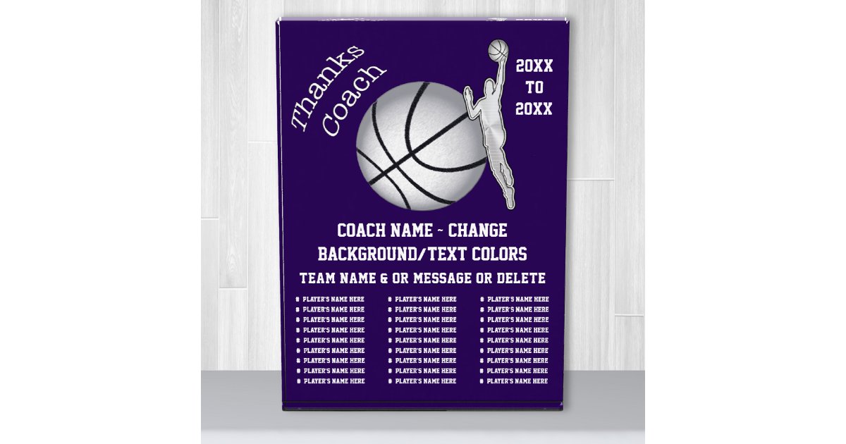 Basketball Plaques for Coaches, All Players Names Acrylic Award | Zazzle