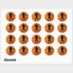 BASKETBALL PLAYER CLASSIC ROUND STICKER | Zazzle