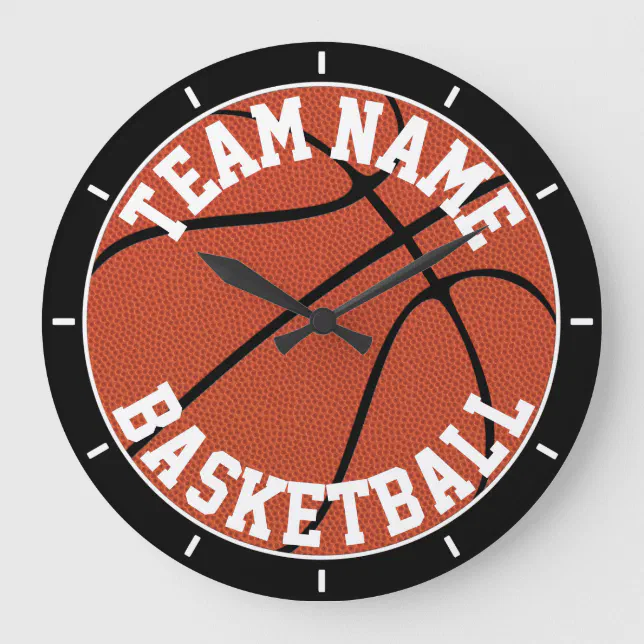 Basketball Player Custom Team Name or Text Large Clock | Zazzle
