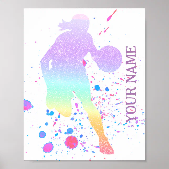 Basketball Player Girl Coach Gradient Team Court Poster | Zazzle