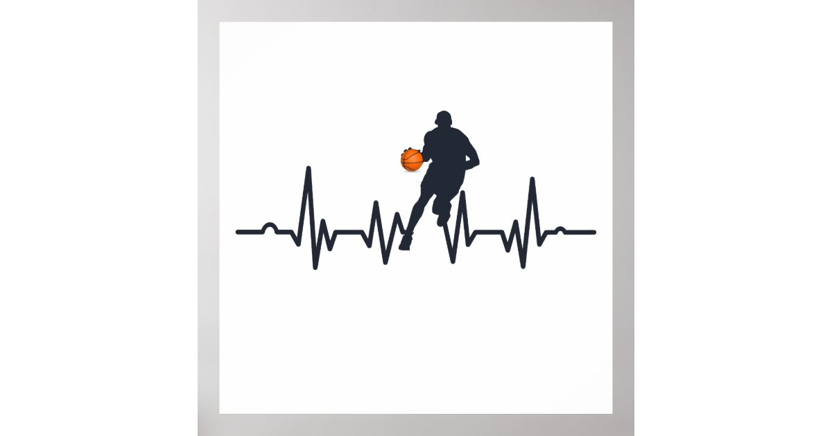 Basketball player heartbeat poster | Zazzle